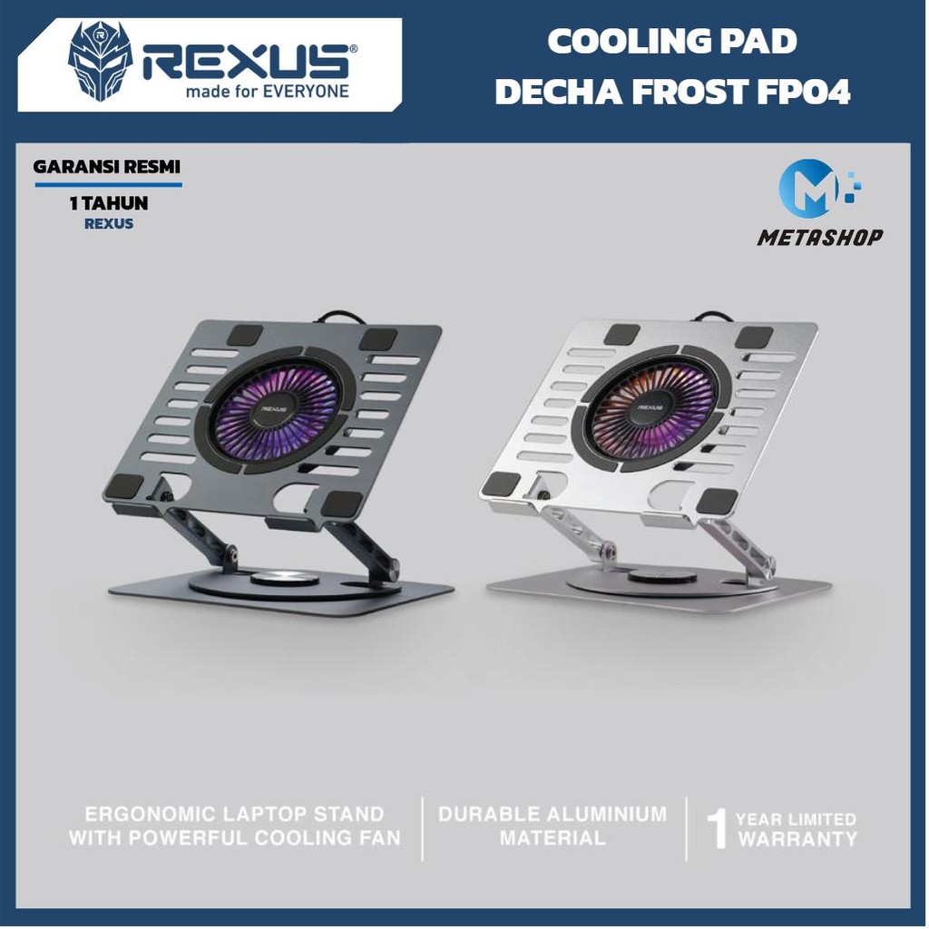 Jual REXUS FP04 Decha Frost Stand Laptop Cooler Fan RGB Alumunium ...