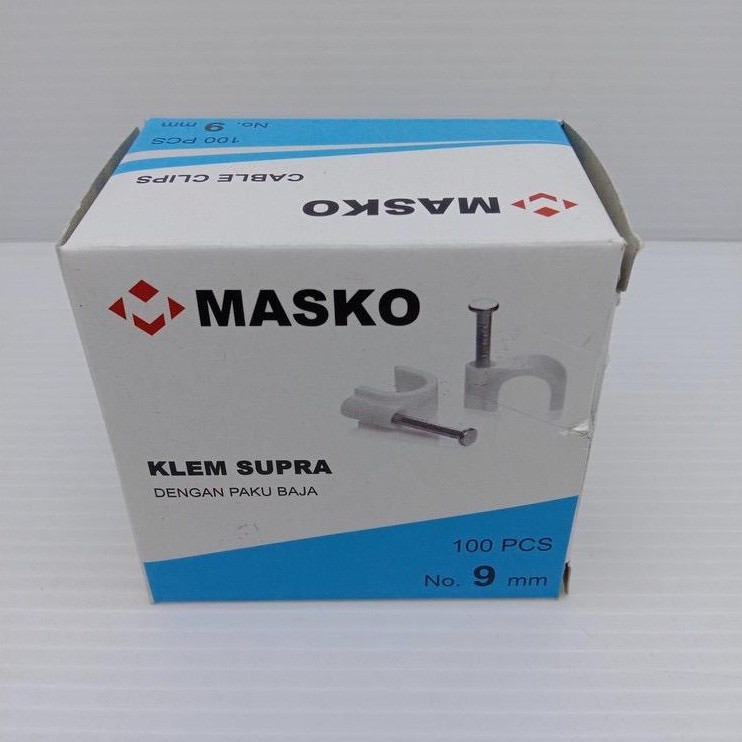 Jual MASKO Klem Supra Box 9mm Klem Kabel Paku Beton Baja KOTAK isi 100 ...