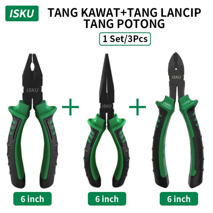 Jual Dijual ISKU tang kombinasi 3 pcs set tang kawat tang lancip Tang ...