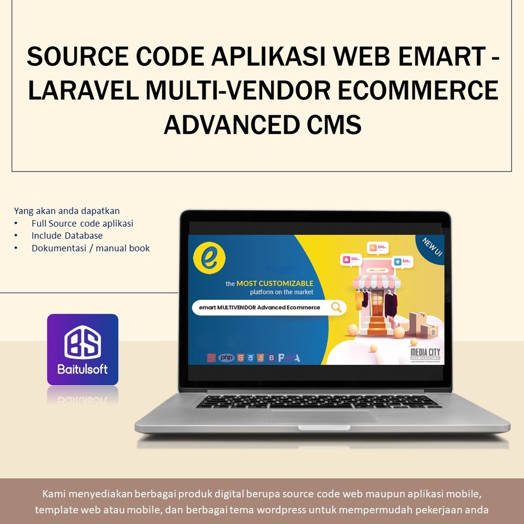 Jual SOURCE CODE APLIKASI WEB EMART - LARAVEL MULTI-VENDOR ECOMMERCE ADVANCED CMS | Shopee Indonesia