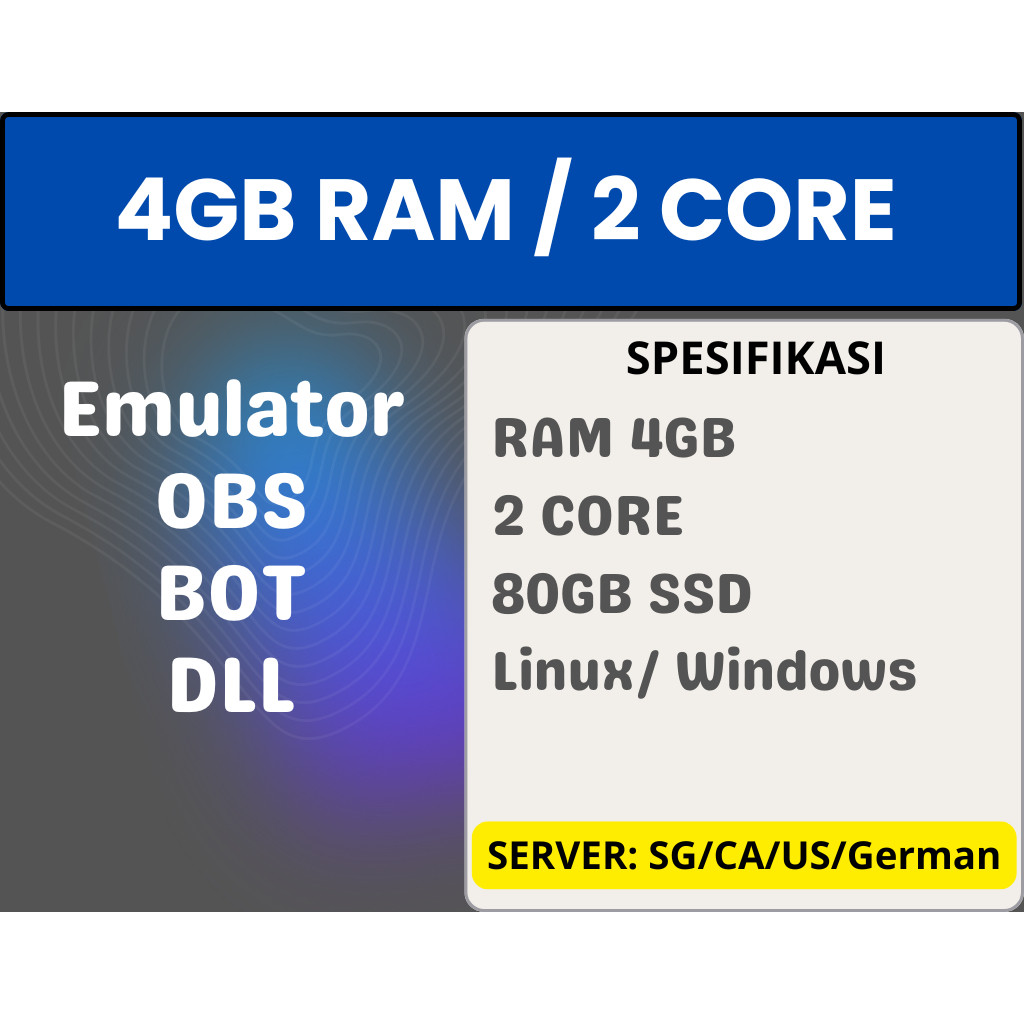Jual RDP/VPS 4GB RAM 2 CORE BULANAN FULL GARANSI | Shopee Indonesia