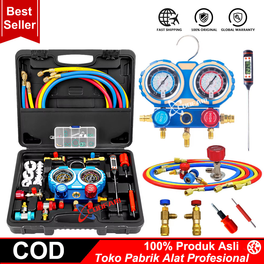Jual Manifold Gauge untuk Inverter R410A R22 R134A R12 R502 Set, Set Manifold Gauge AC untuk ...