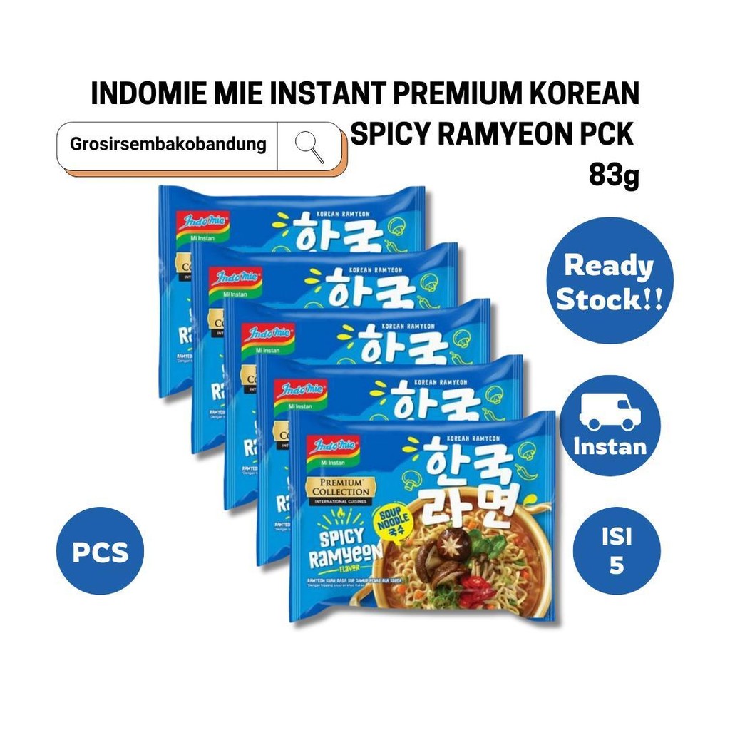 Jual INDOMIE MIE INSTANT PREMIUM KOREAN SPICY RAMYEON PCK 83g - 5 Pcs - Kota Bandung | Shopee ...