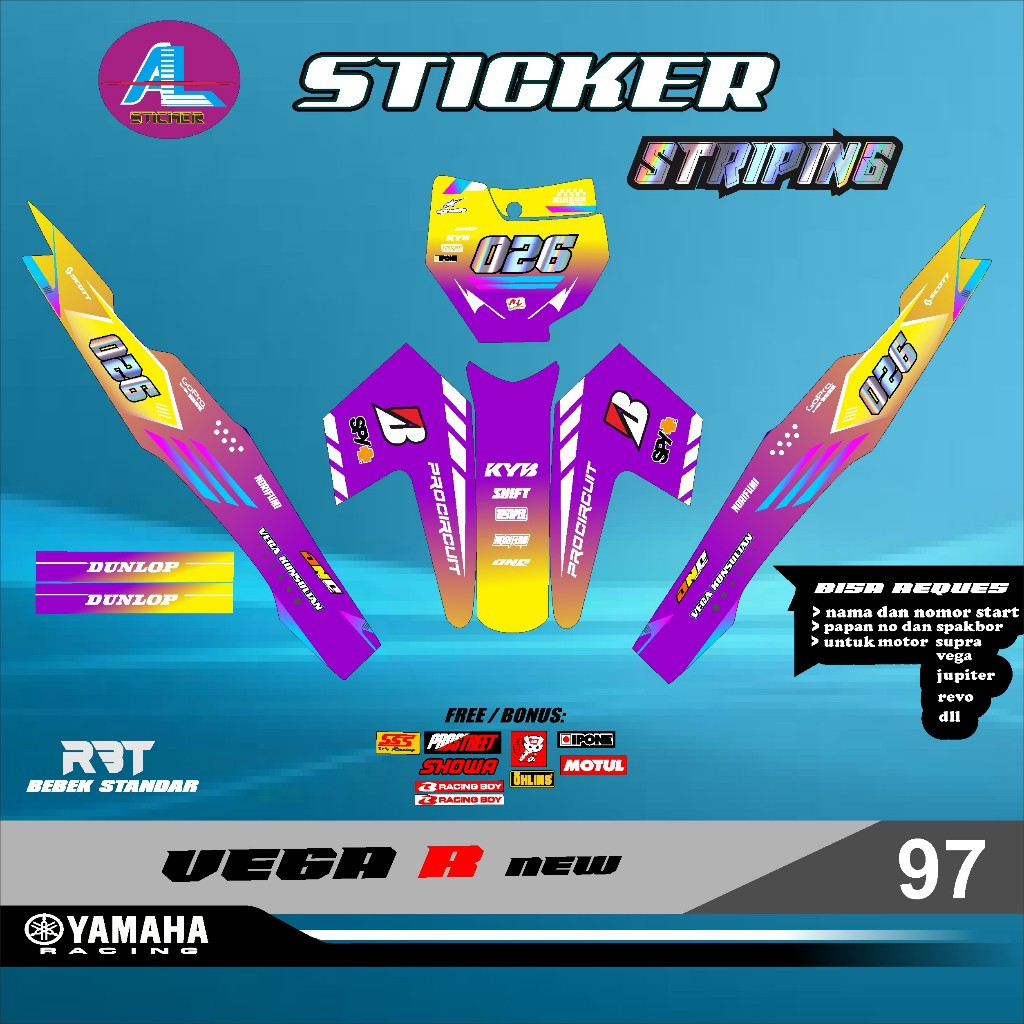 Jual Sticker RBT VEGA R NEW MOTOR RBT BEBEK MODIF SUPERMOTO YZ CRF KLX ...