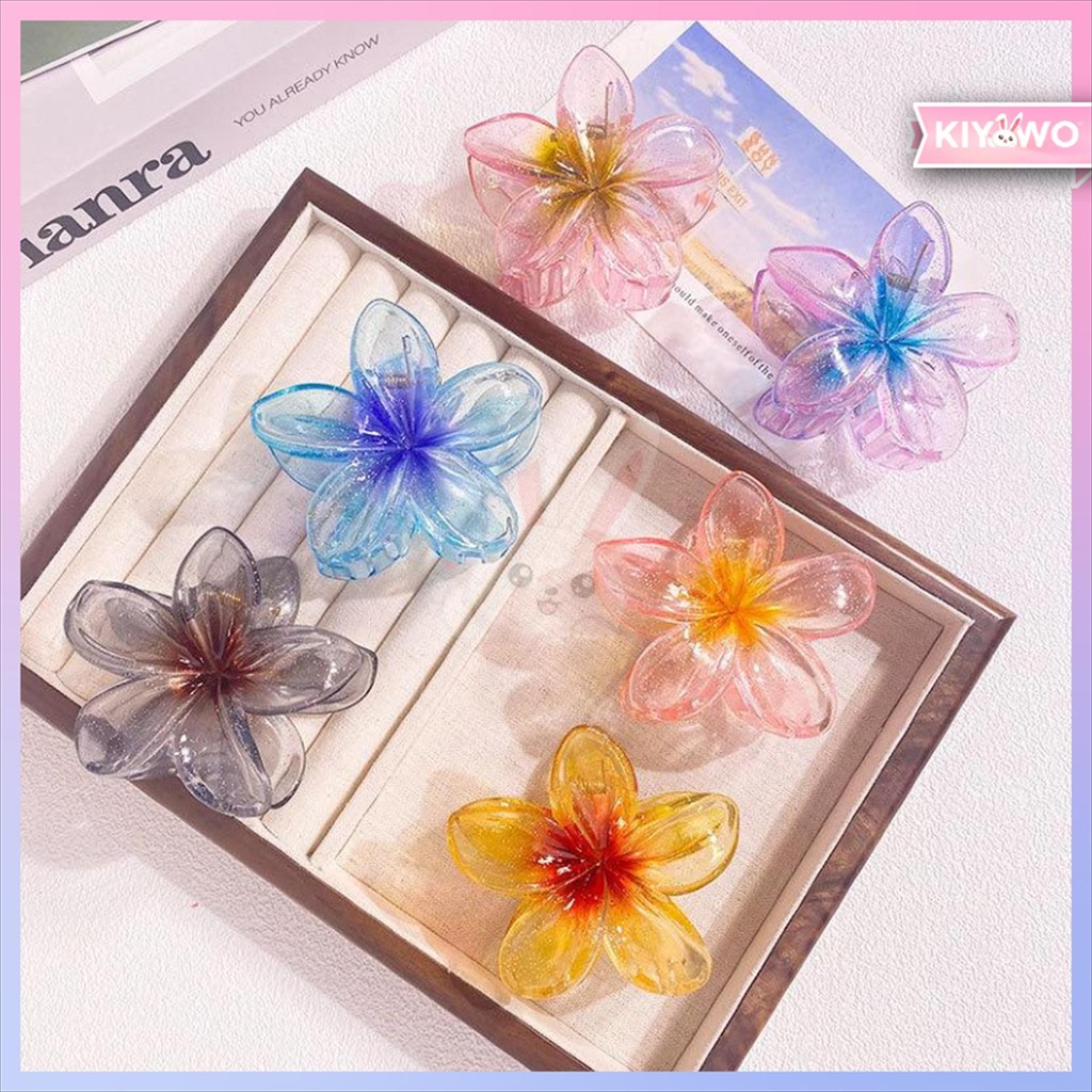 Jual KIYOWO Jepit Rambut Bunga Glitter Motif Glossy Transparan Gaya ...