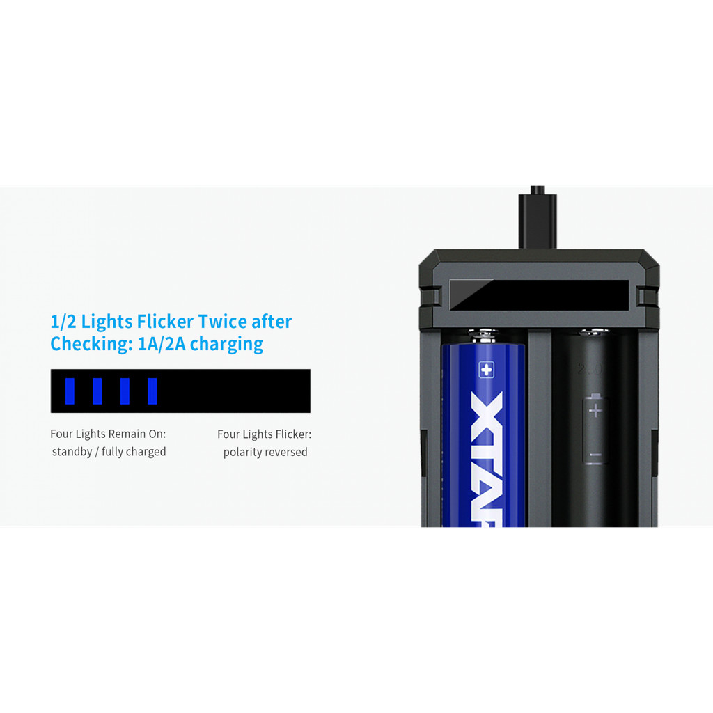 Jual AJSSHOP XTAR Charger Baterai 2 Slot 18650 18700 20700 Li-Ion Fast ...