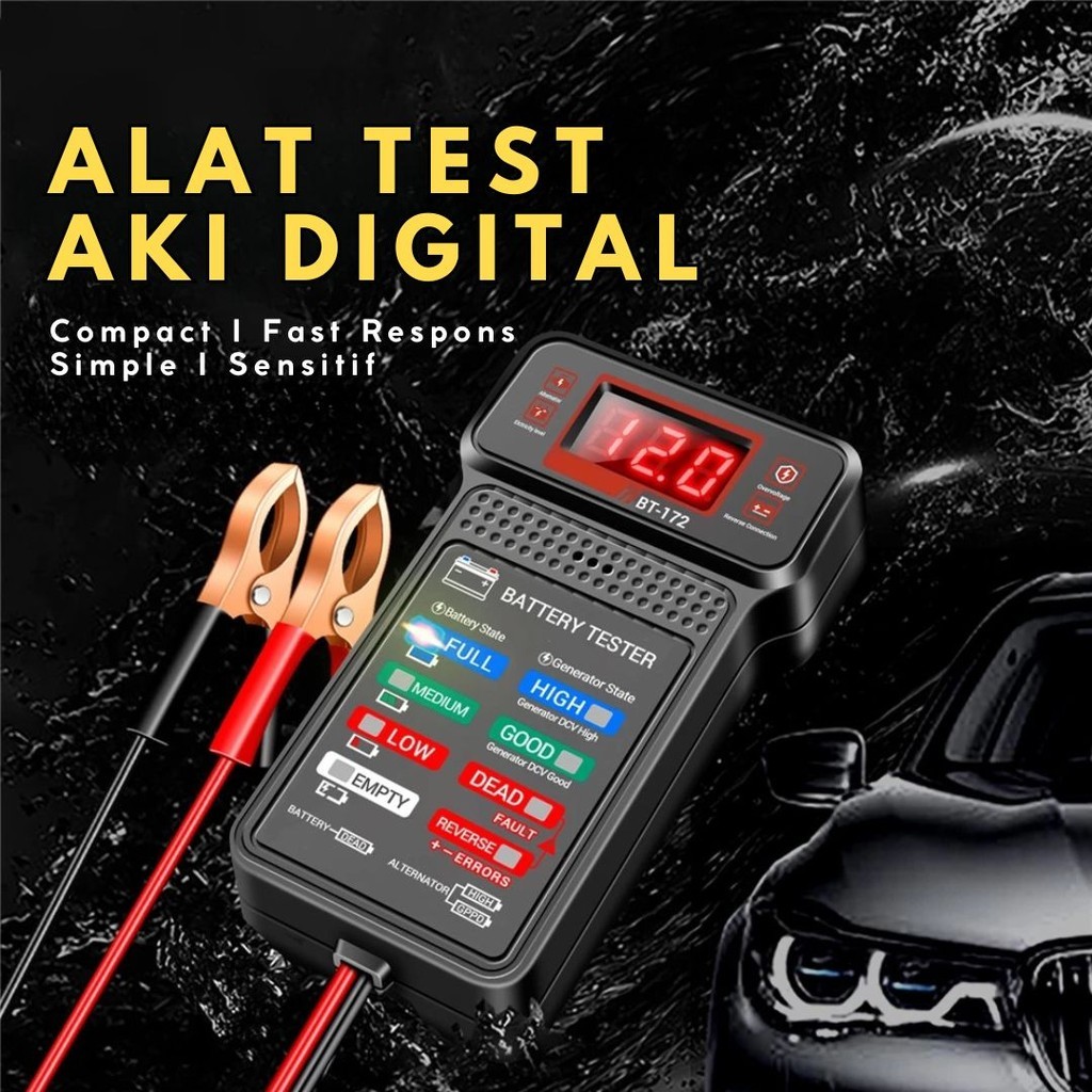 Jual Alat Test Aki Digital Battery Tester 12V Penguji Cek Baterai Clamp ...