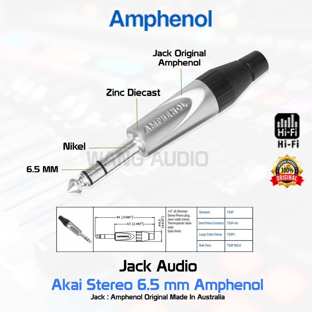 Jual Jack Audio Profesional Jack Akai Stereo 6.5mm AMPHENOL - WANG | Shopee Indonesia