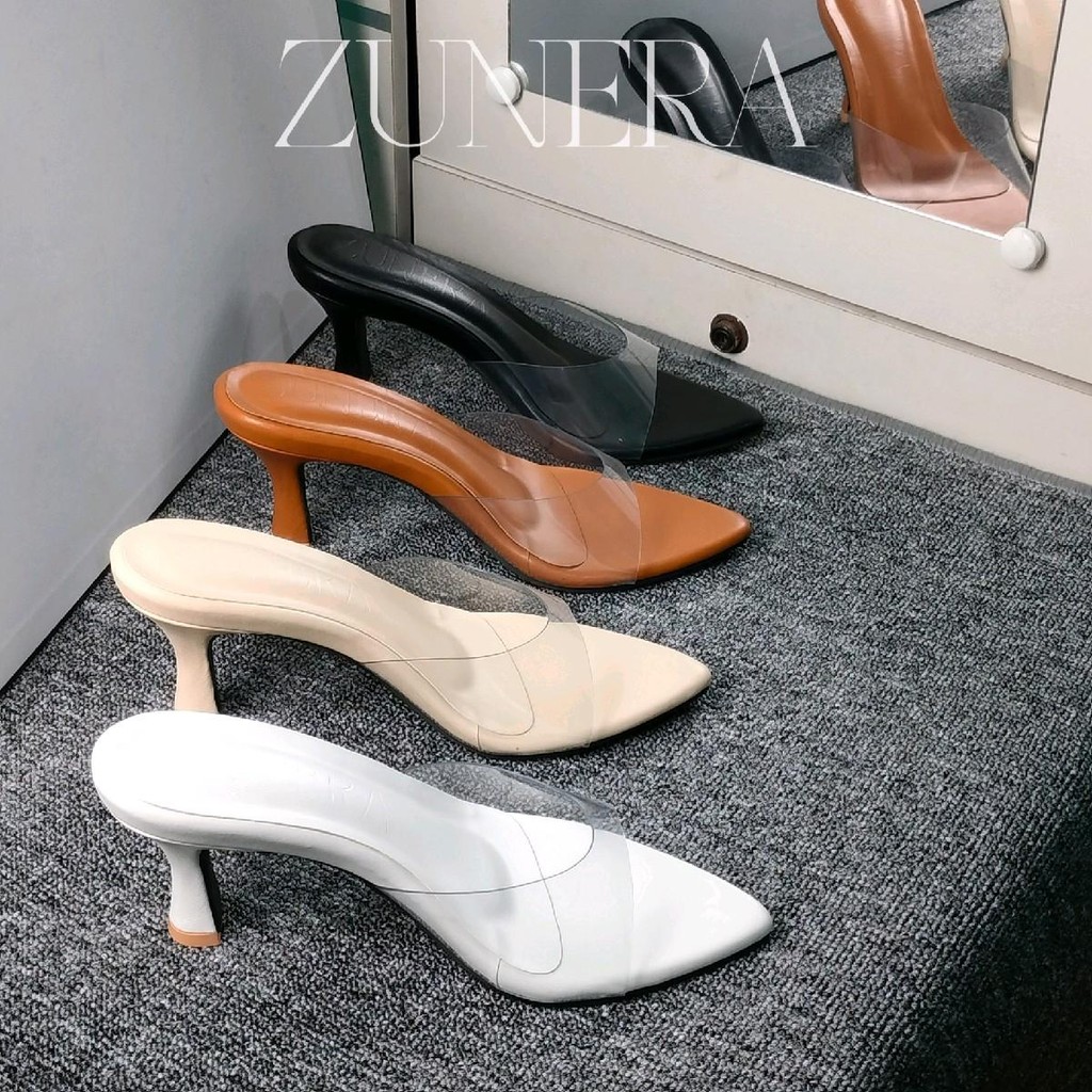 Jual ZUNERA RENIE heels wanita Uper clear hils tinggi 7cm Beige Tan ...