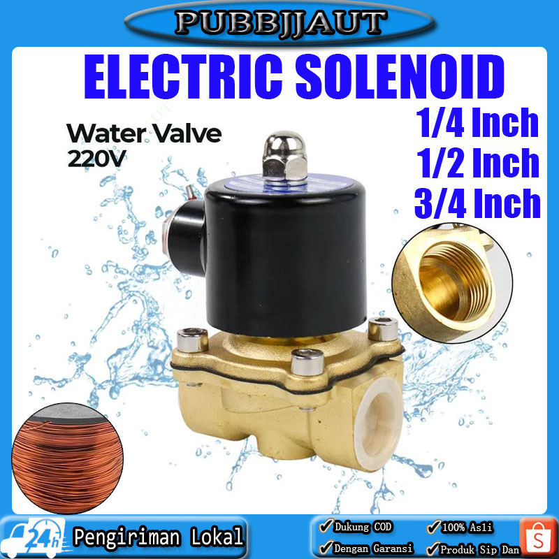 Jual 220V Electric Selenoid Water Solenoid Valve Control Switch Air 1/4 inch 1/2inch 3/4inch ...