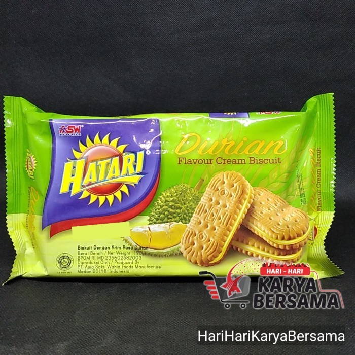 Jual MAKANAN RINGAN BISKUIT ASW HATARI DURIAN FLAVOUR CREAM 190GR ...