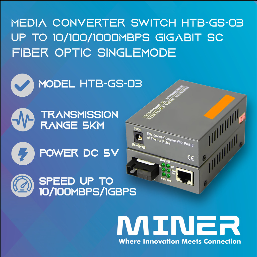 Jual Media Converter Switch HTB-GS-03 Netlink Up To 10/100/1000Mbps Gigabit Singlemode SC Fiber ...