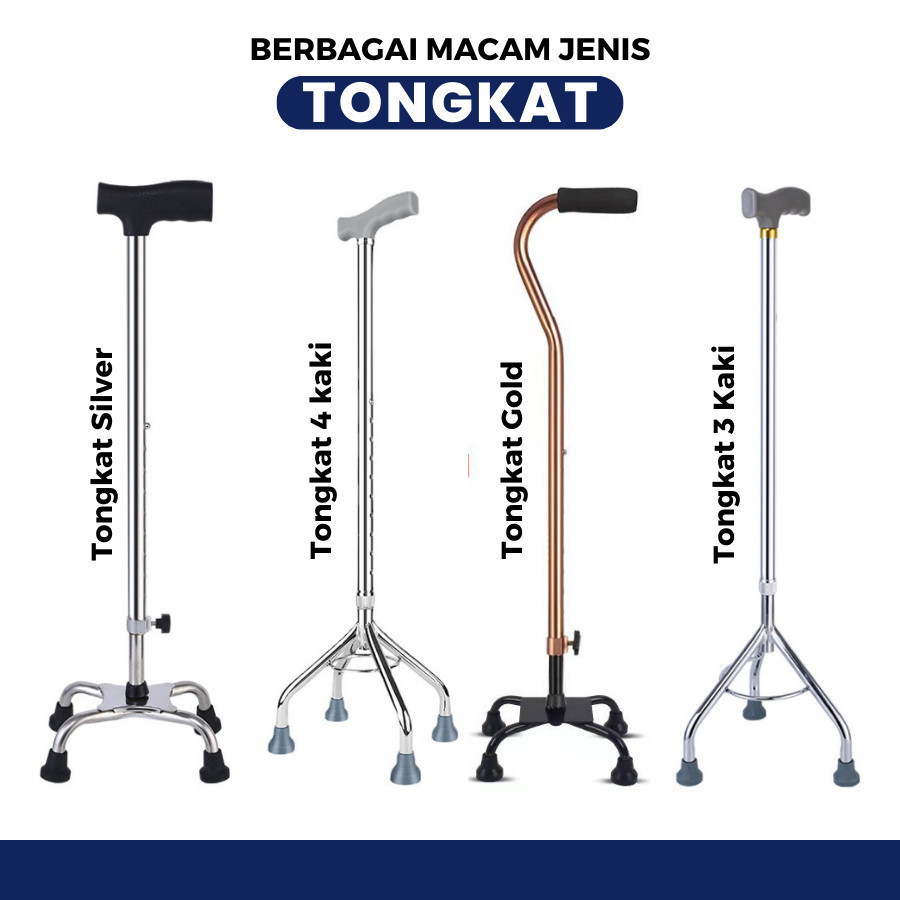 Jual Tongkat Jalan 4 Kaki (dengan ring)/Alat Bantu Jalan/Tongkat Jalan ...