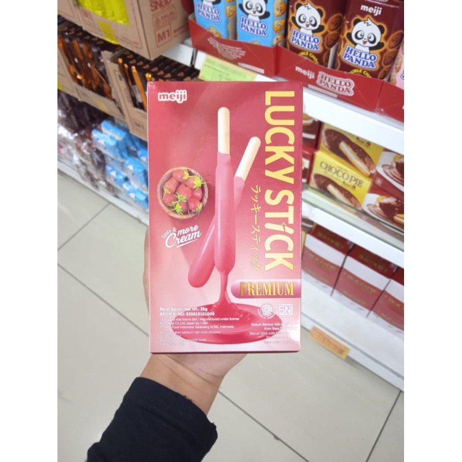 Jual Meiji Lucky Stick Strowberry Premium 35gram | Shopee Indonesia