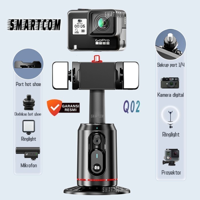 Jual SMARTCOM Gimbal Stabilizer Q02 Face Tracking Handphone Gopro ...