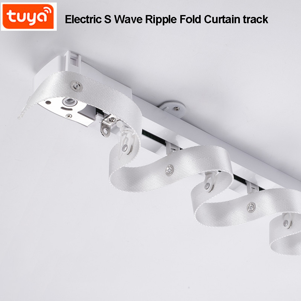 Jual Custom curtain rod S wave Ripple Fold Curtain Cornice For Tuya ...
