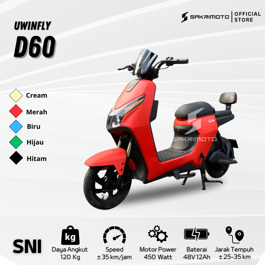 Jual Sepeda Listrik Uwinfly D60 New Garansi Resmi terbaru 48v12ah 450 watt MURAH | Shopee Indonesia
