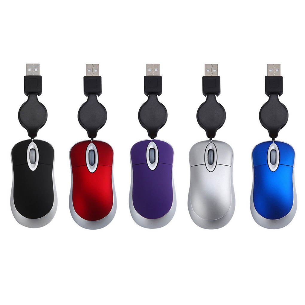 Jual Optical Mini Retractable Mouse Portable Mini USB Wired Mouse ...