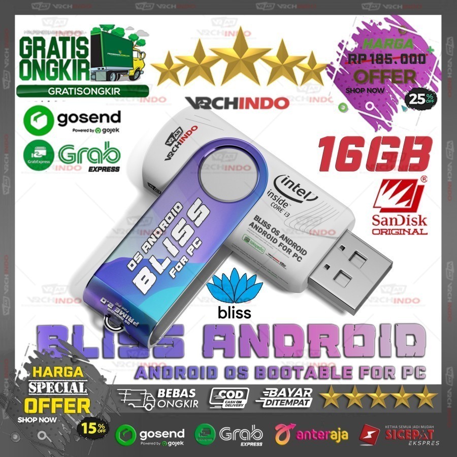 Jual Flashdisk USB Bootable OS BLISS Android Open Source System untuk ...