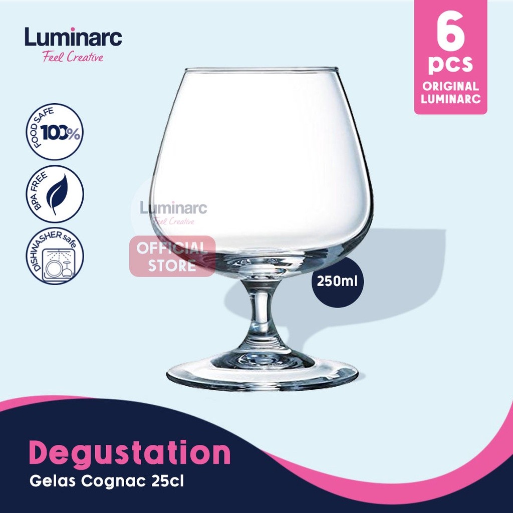 Jual Luminarc Gelas Degustation Cognac 250ml - 6pcs | Shopee Indonesia