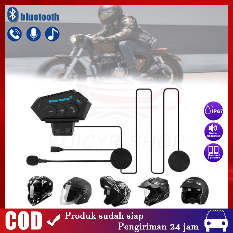 Jual 【Ready Stock,COD】BT12 Bluetooth 5.0 Helm Sepeda Motor Headset ...