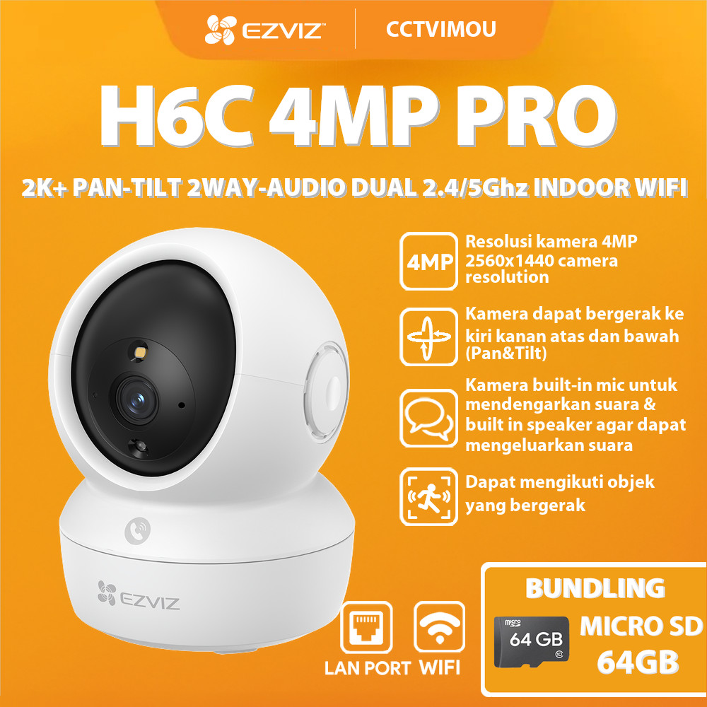 Jual EZVIZ H6C 4MP PRO 2K+ PAN-TILT 2WAY-AUDIO DUAL 2.4/5GHZ INDOOR ...