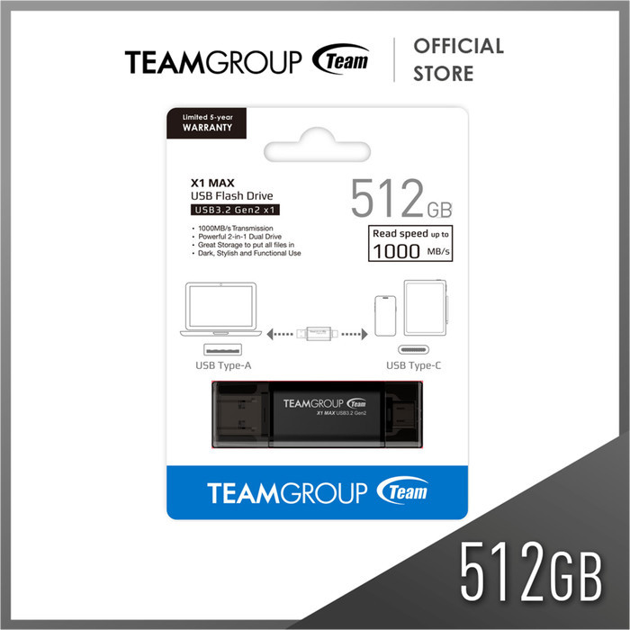 Jual TEAMGROUP USB FLASH DRIVE X1 MAX 512GB USB 3.2 Gen2 - Black ...