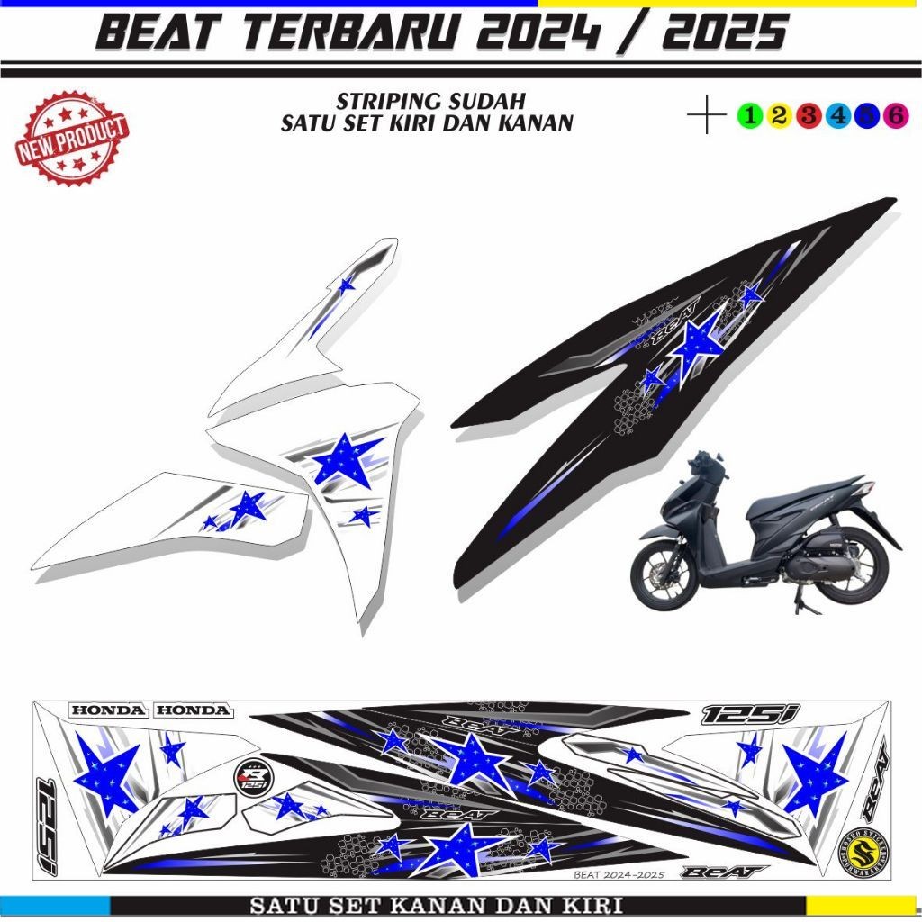 Jual SETIKER STIKER STRIPING MOTOR HONDA BEAT BARU 2024/2025 MOTIF ...
