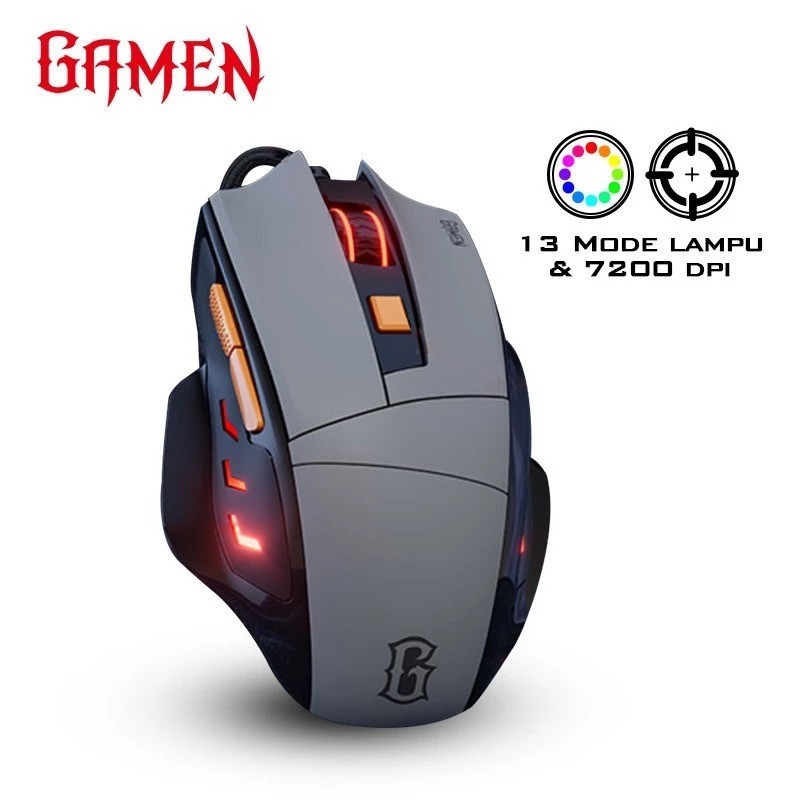 Jual GAMEN GM300 Mouse Gaming Wired 7200 DPI Black RGB Led USB Kabel ...