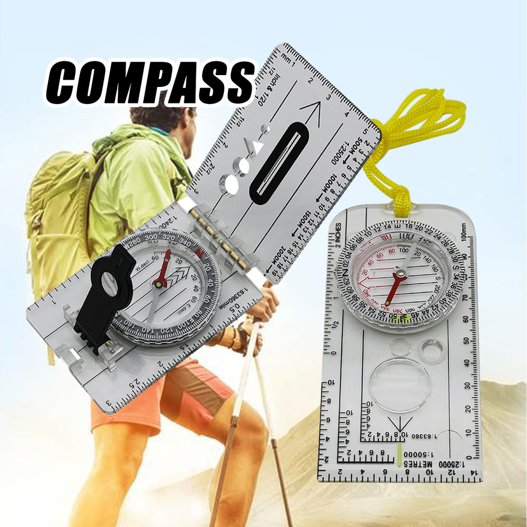 Jual Kompas Peta Acrylic Outdoor Hiking Ruler Map Compass Kompas ...