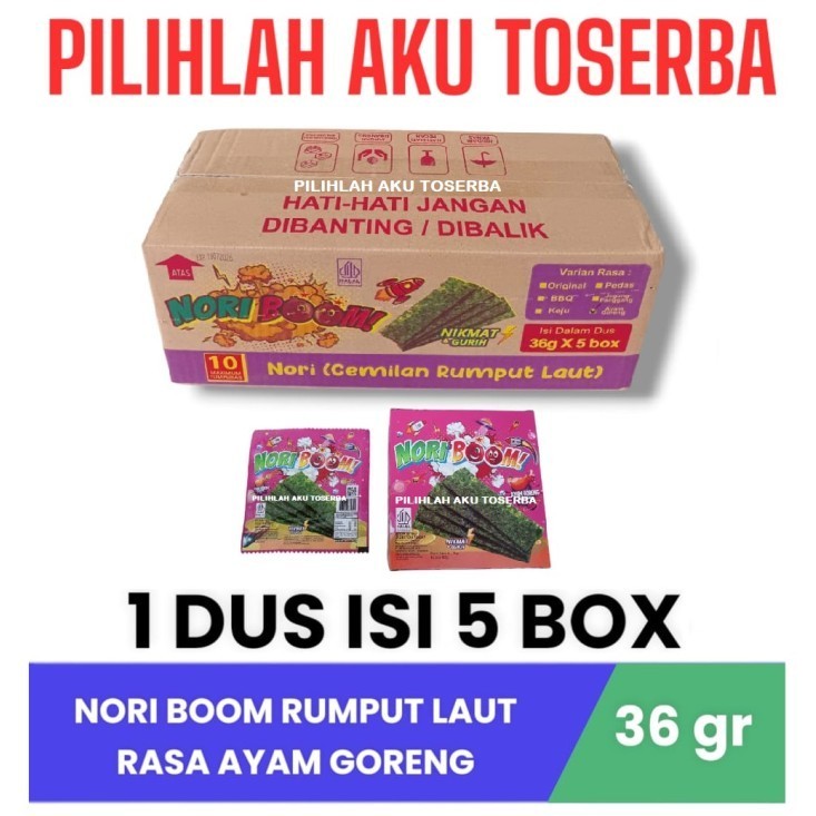 Jual NORI BOOM Rumput Laut Rasa AYAM GORENG - ( HARGA 1 DUS isi 5 box ...