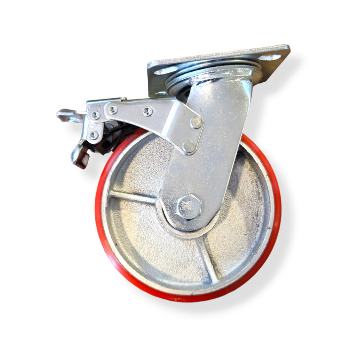 Jual Roda PU Merah Heavy Duty Troli/Trolley 3, 4, 5, 6, 8 Inch Rem ...