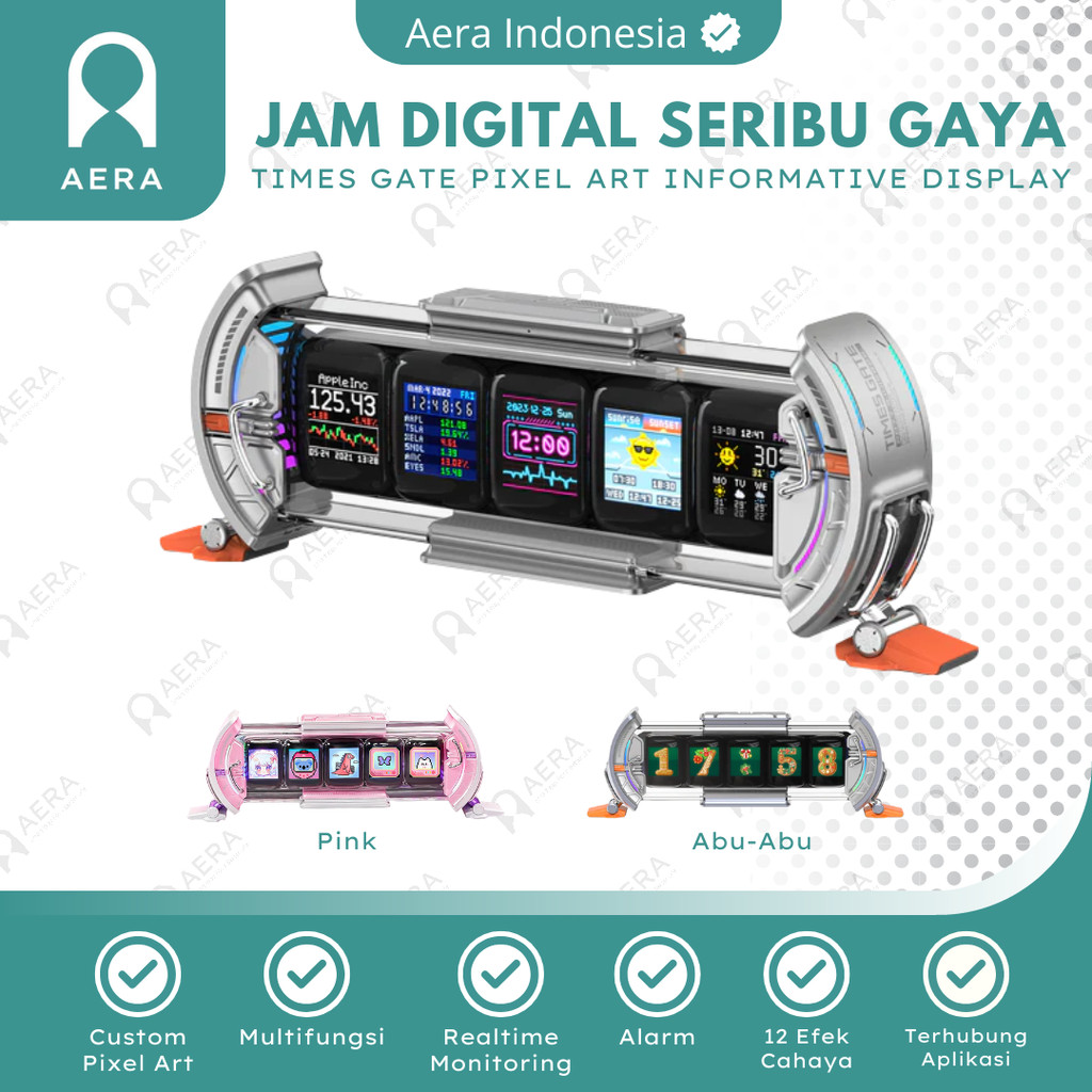 Jual Times Gate Pixel Art Informative Display Pixel Clock Weather ...