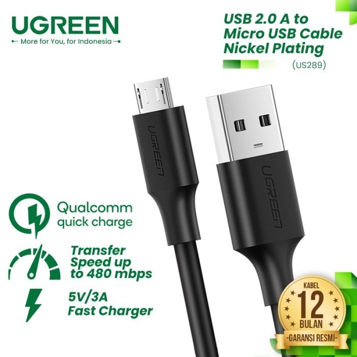 Jual UGREEN Kabel Charger USB Type A to Micro USB 1M 2M Fast - US289 | Shopee Indonesia