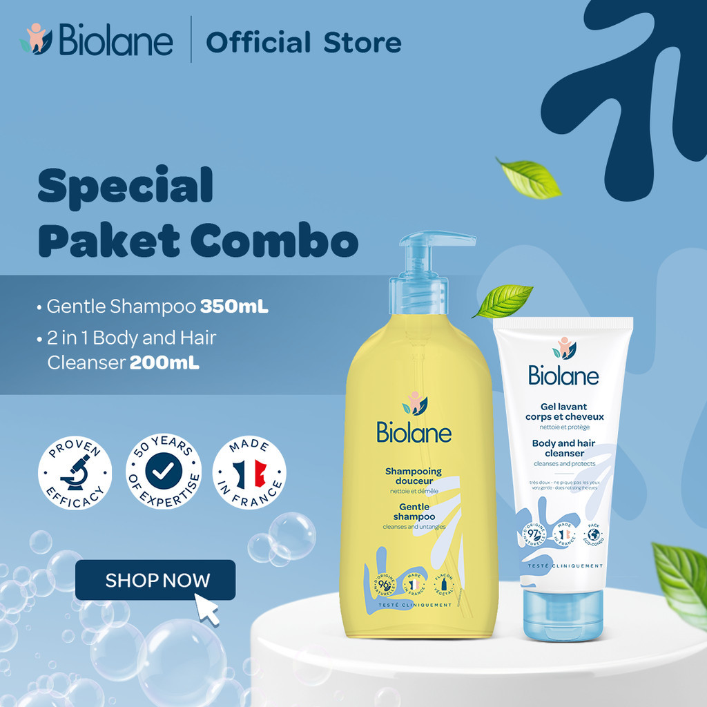 Jual Biolane Gentle Shampoo 350mL & Biolane 2 in 1 Body and Hair ...