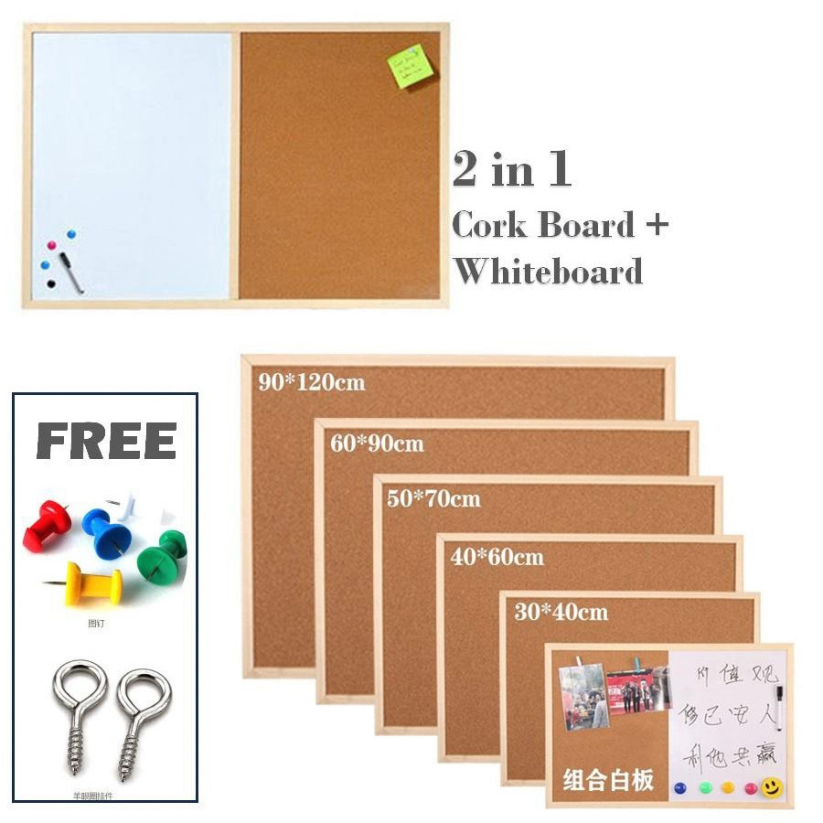 Jual 60x90CM Message Board / Cork Board / Vision Board / Mading Kamar ...