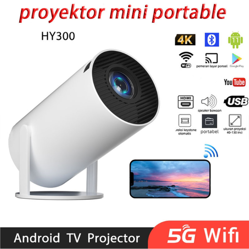 Jual NEW New HY300 proyektor 2024 smart proyektor mini portable hp1080P ...
