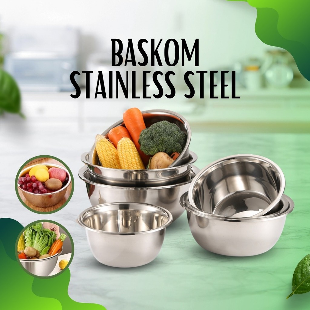Jual Top100 - Baskom Premium Stainless Tebal 18-40 CM Anti Karat Wadah ...