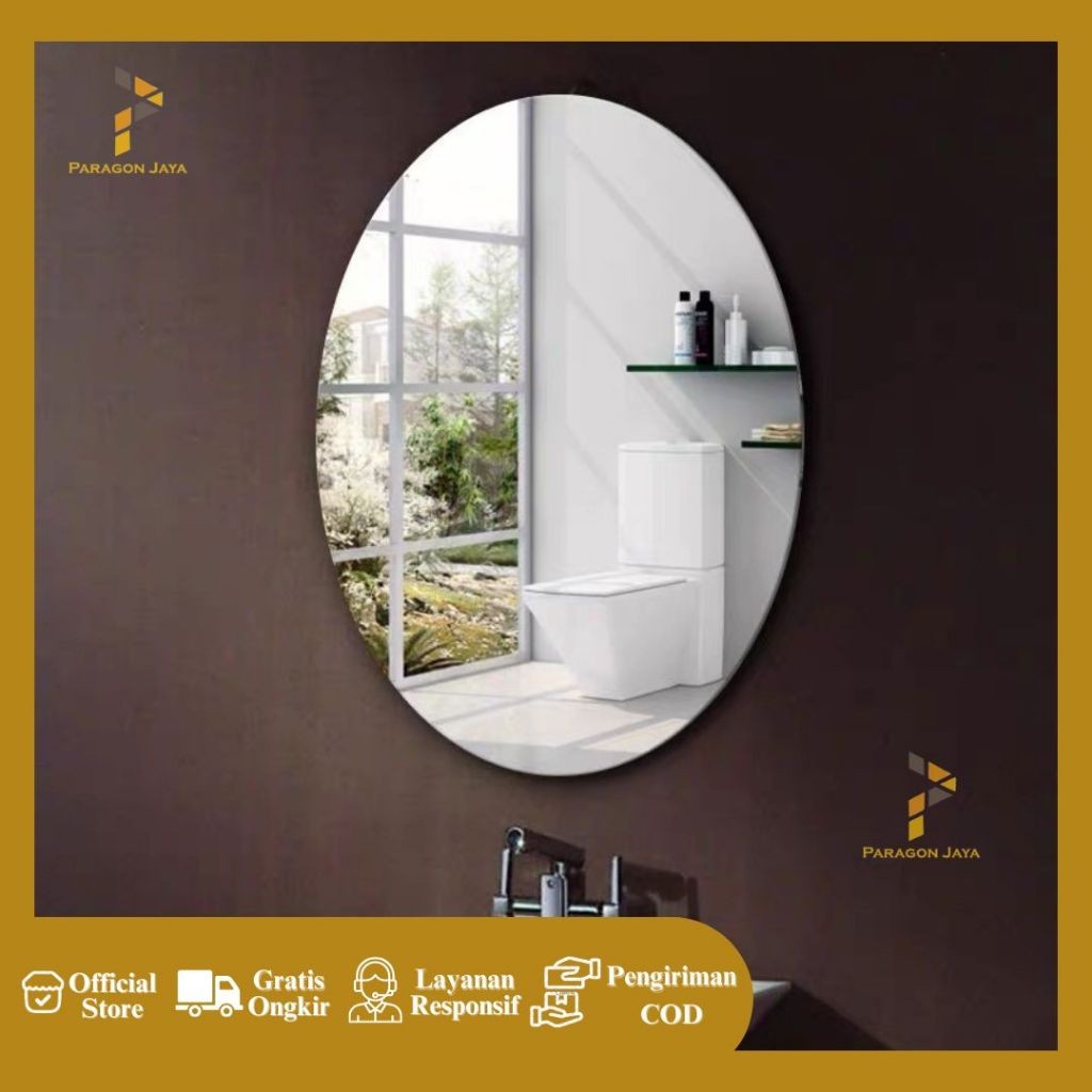 Jual STIKER CERMIN OVAL 3D DINDING Kaca Acrylic Wallpaper Mirror ...