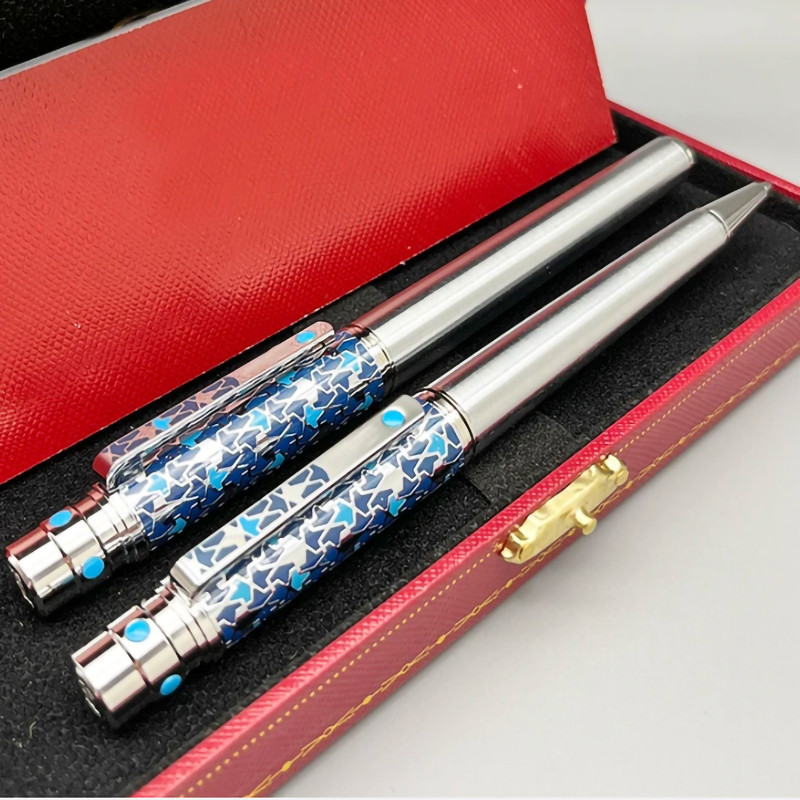 Jual Rollerball Ballpoint Pen Blue Carving With Serial Number Writing ...