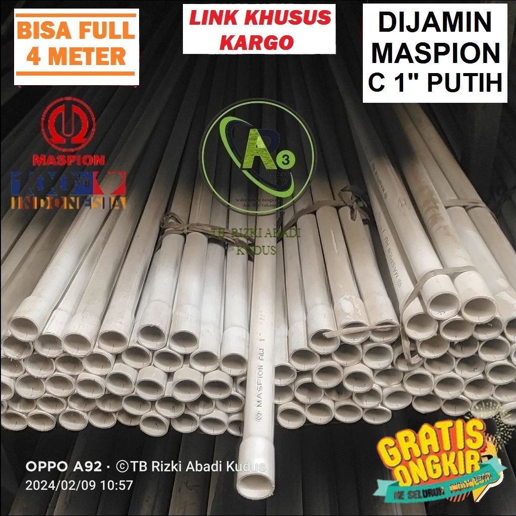 Jual Pralon Pvc Pipa Air MASPION C Putih 1" inch (32mm) MOF Paralon ...