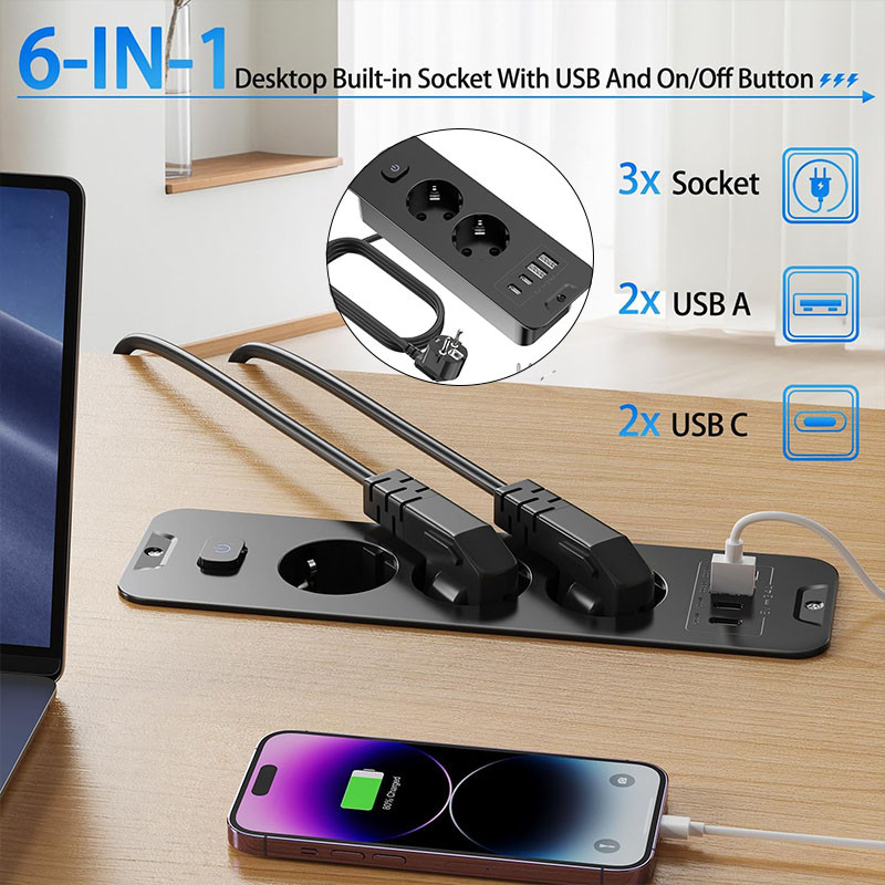 Jual Stop Kontak Meja Socket 2 Lubang putih/hitam Desktop Tertanam ...