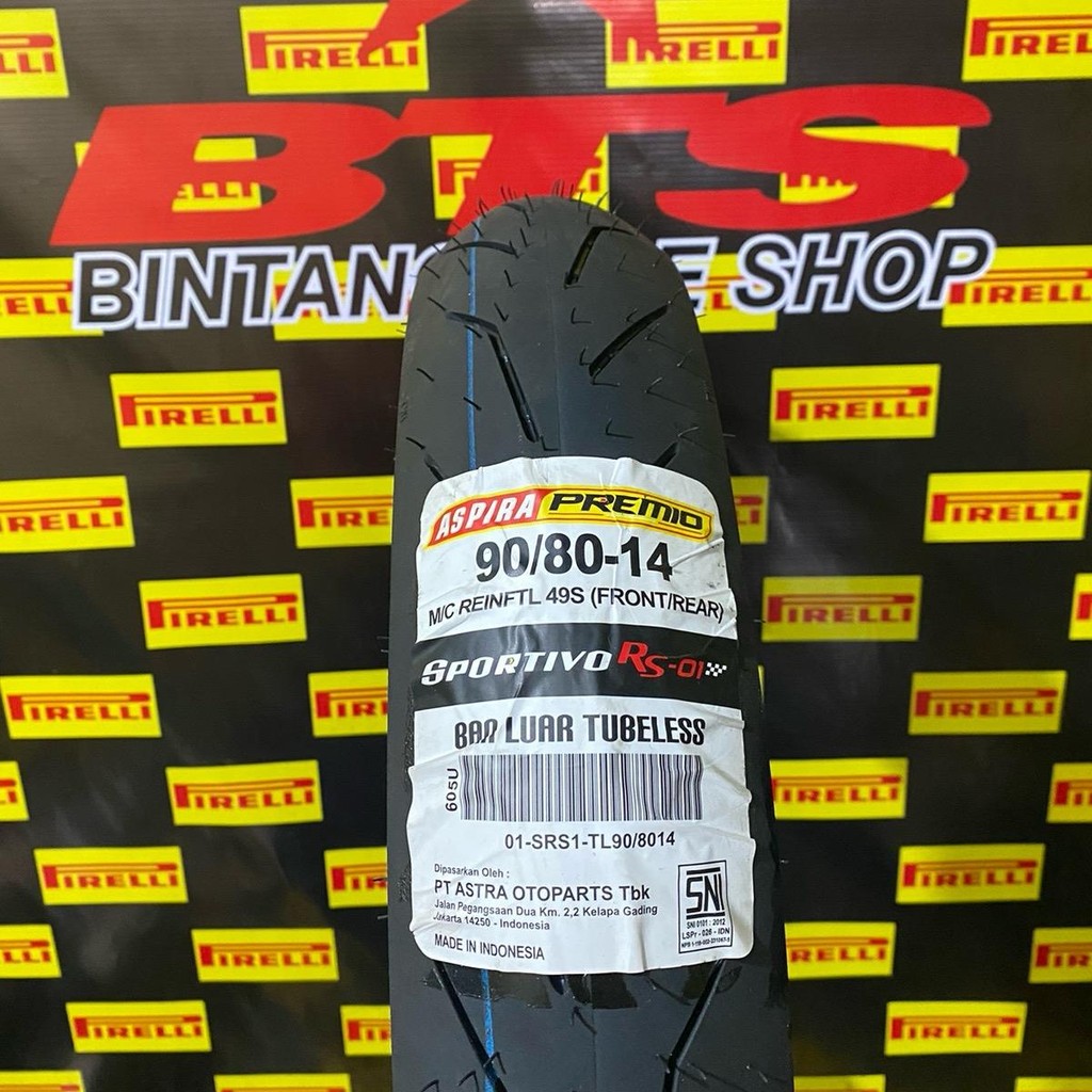 Jual Ban Soft Compound 01-SRS-TL 90/80-14 Aspira Premio Rs01 Ban Luar Tubles Anti slip Cocok ...