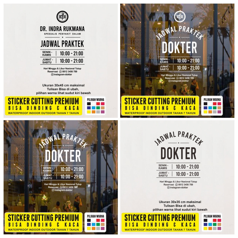 Jual ELVANOS Cutting Sticker Kaca Dinding Jadwal Praktek Dokter Logo ...