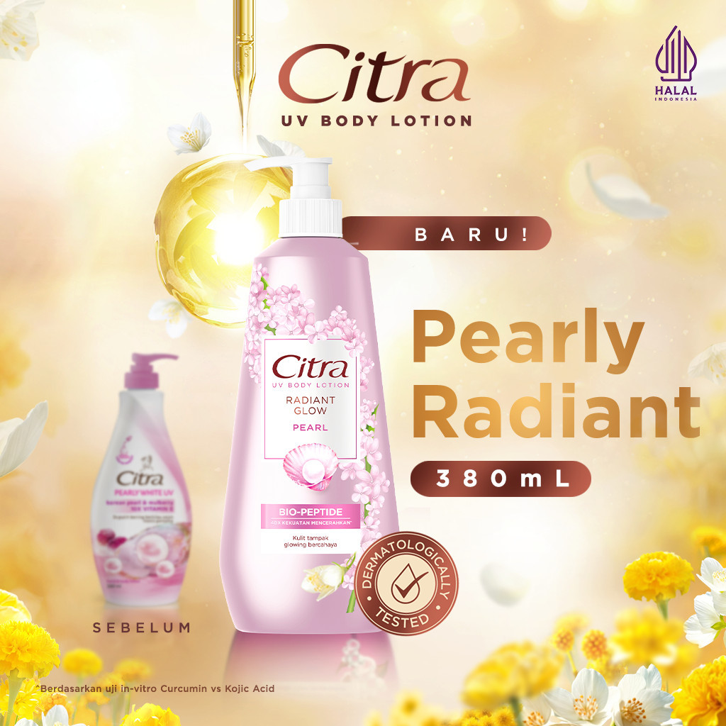 Jual Citra UV Body Lotion Radiant Glow Pearl & Perfect Bright Bengkoang Bio Peptide Netto 380 Ml ...