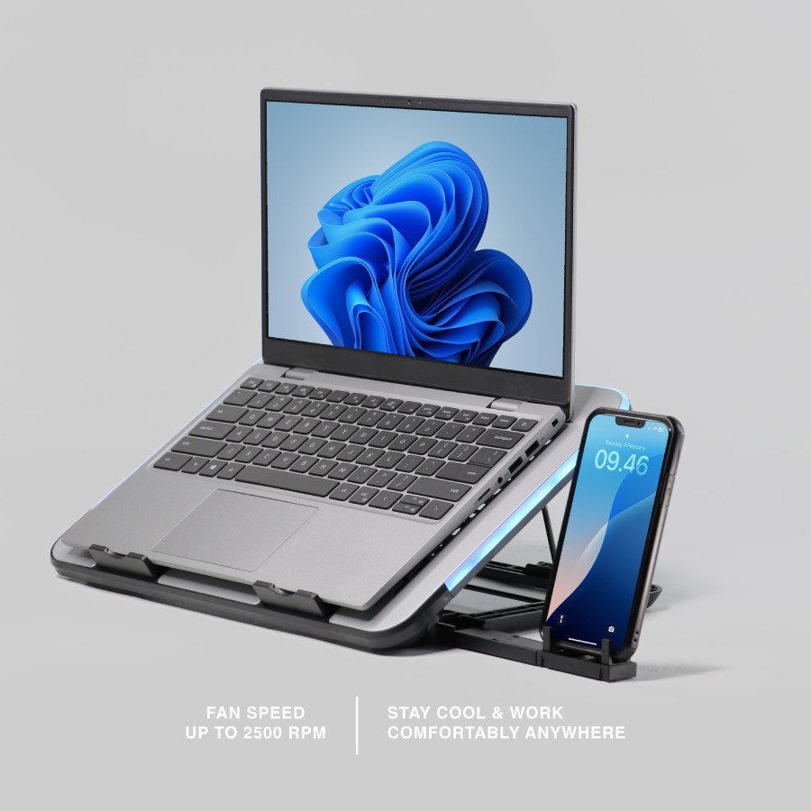 Jual Notebook Coolerpad REXUS Gaming Breeze RGB 6Fan B145 Silver w/Phone Holder | Shopee Indonesia