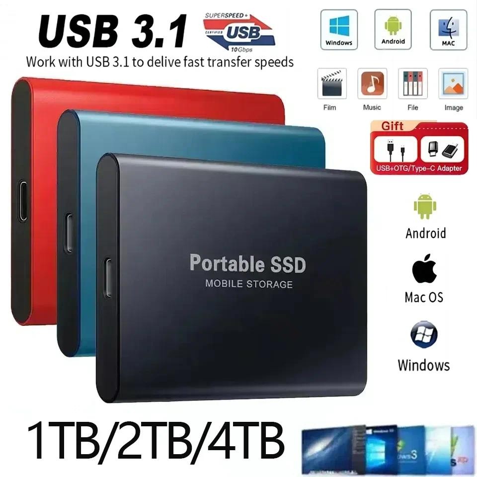 Jual Portable SSD 1TB 2TB High Speed External Hard Drive USB3.1 Type-C Interface Hard Disk Solid ...