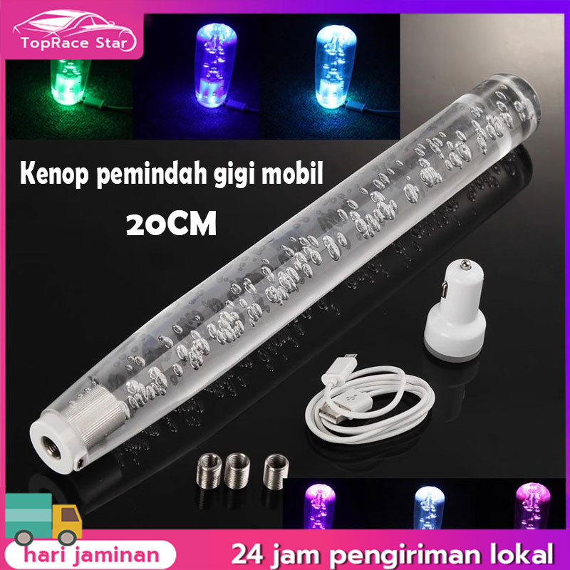Jual Car LED Light RGB Shift Knob Stick Crystal Transparent Bubble Gear ...