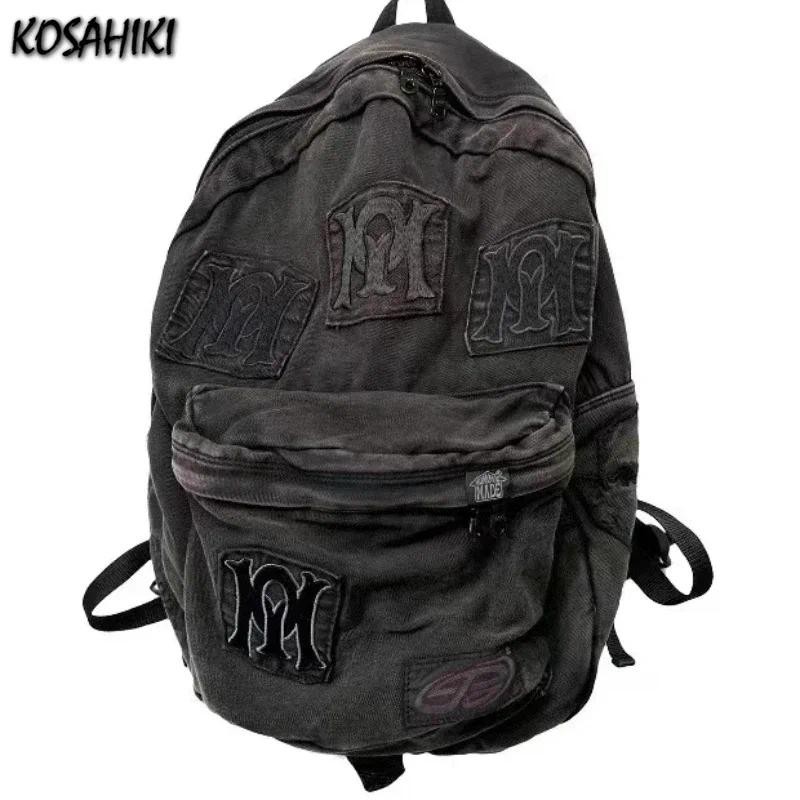 Jual Y2k Aesthetic All Match Letter Embroidery Backpack Patchwork ...