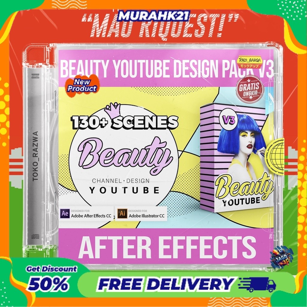 Jual EasyEdit Viewer Beauty Youtube Design Pack v3 For After Effects ...
